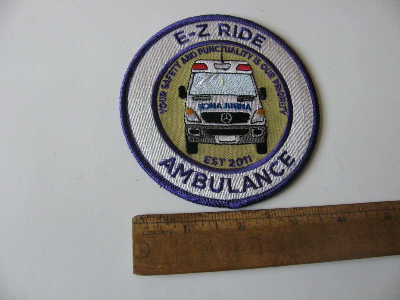 E-Z E Z Ride Ambulance Safety Punctuality EMT Patch Iron On 4” Rare ...