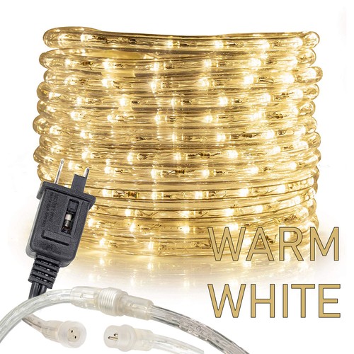 Warm White LED Rope Lighting Flexible Indoor Outdoor Christmas Extend ...