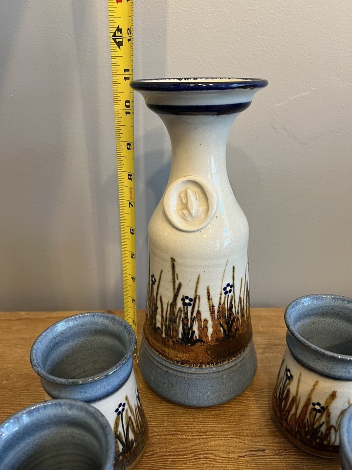 Wine Decanter Set With 6 Cups Frank Massarella California Ceramic Art ...