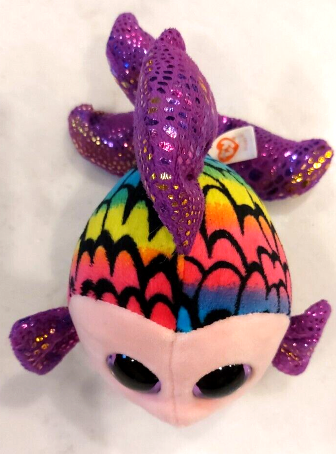 Ty Beanie Boos FLIPPY Fish 7" Plush Rainbow Glitter Big Eyes Stuffed ...