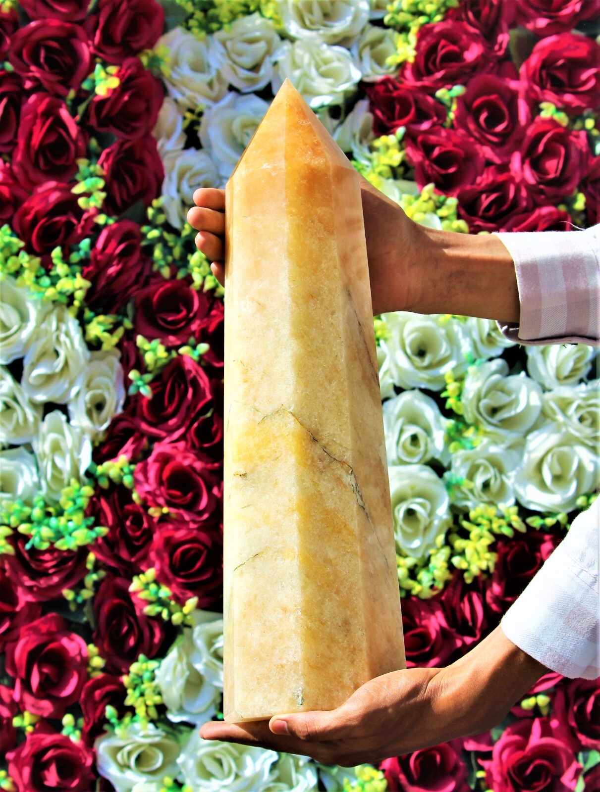 Large 425MM Golden Quartz Stone Healing Chakra Charged Metaphysical 8F ...