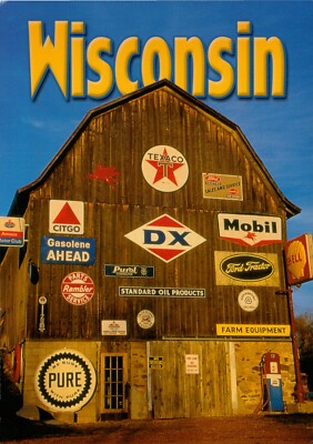 Postcard Decorated Barn Wisconsin old gas signs Farm Equiipent Donald ...