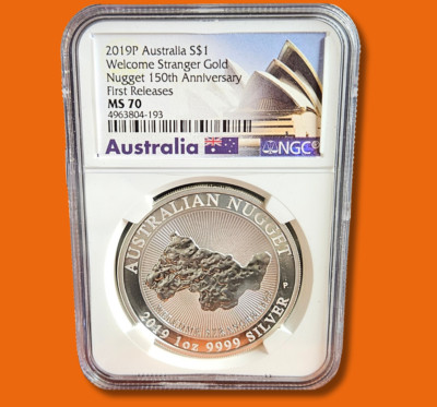 2019P Australia $1 1 oz. Welcome Stranger Gold Nugget Silver 150th ...