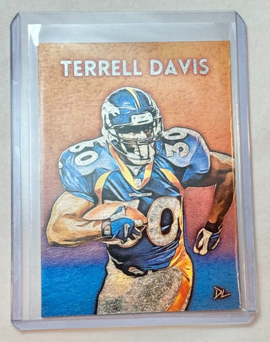 Terrell Davis Platinum Plated Artist Signed "Denver Broncos" Trading ...