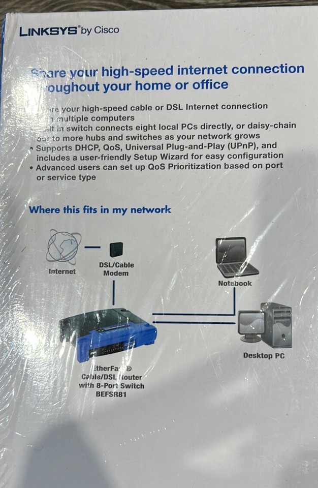 Linksys Cisco Cable DSL Router 8 Port Switch EtherFast NEW Model ...