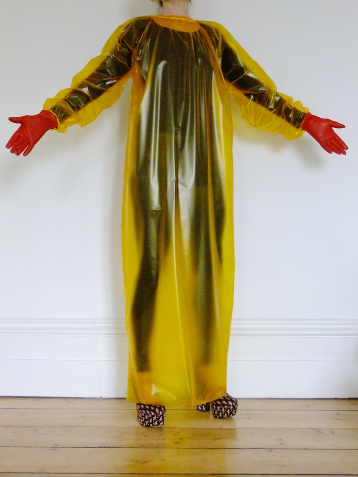 Long PVC Dress Robe Shirt, Mens Womens Sauna Tee Plastic Vinyl ...