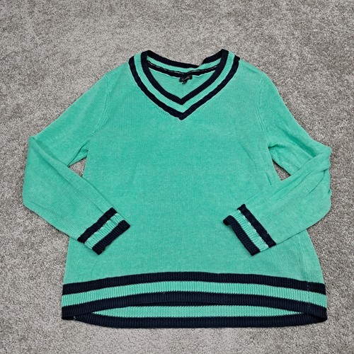 Talbot's Women's V Neck Prep Sweater Loose Knit Green Large | eBay