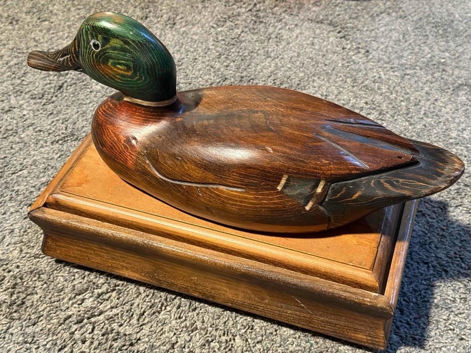 Thomas Tom Taber Wooden Duck Box Hand Carved Signed Vintage Wildlife ...