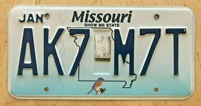 MISSOURI GRAPHIC BIRD AUTO PASSENGER LICENSE PLATE " AK7 M7T " MO 19 | eBay