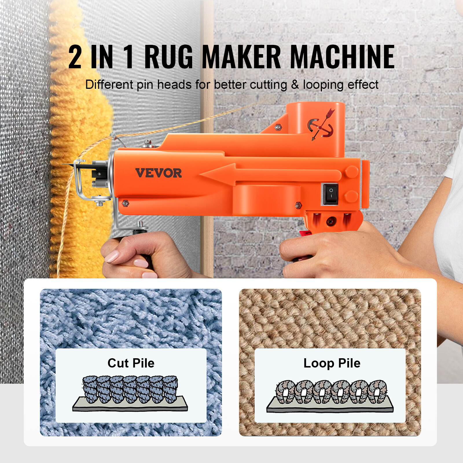 VEVOR Rug Tufting Gun 2in1 Electric Cut Loop Pile Carpet Weaving ...