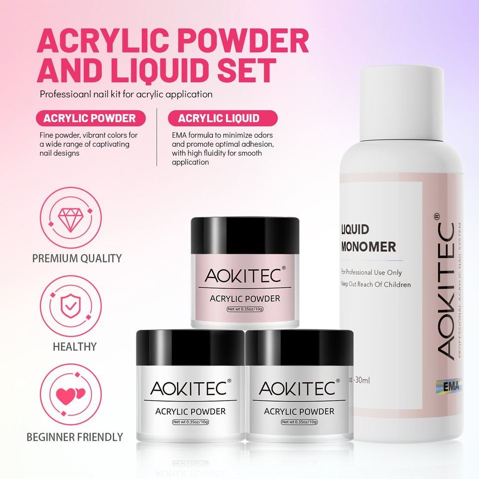 Portable Acrylic Nail Set With Acrylic Powder Acrylic Liquid Manicure ...