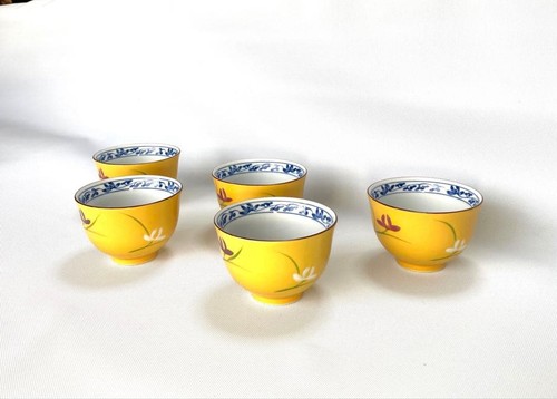 Tachikichi Tea Cup Set 5pcs Ceramic Purple and White Japanese Tea ...