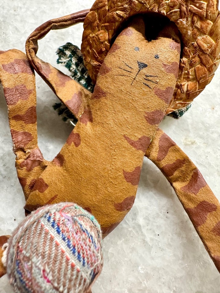 New Handmade Paper Mache Style Fabric Brown Tabby Cat Christmas ...