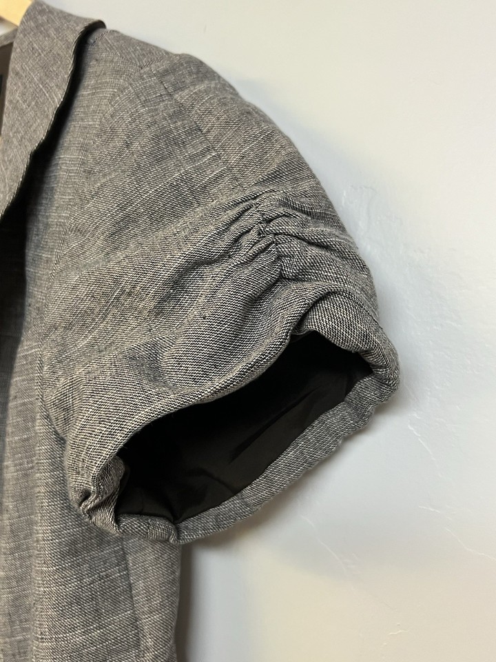 Lane Bryant gray short ruched sleeve button blazer jacket women's plus ...