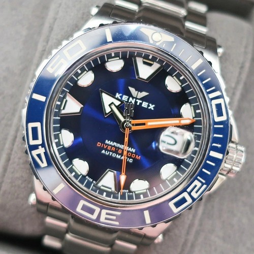 KENTEX Marine Man Sea Angler S706X-02 Automatic Watch Silver Black Blue ...