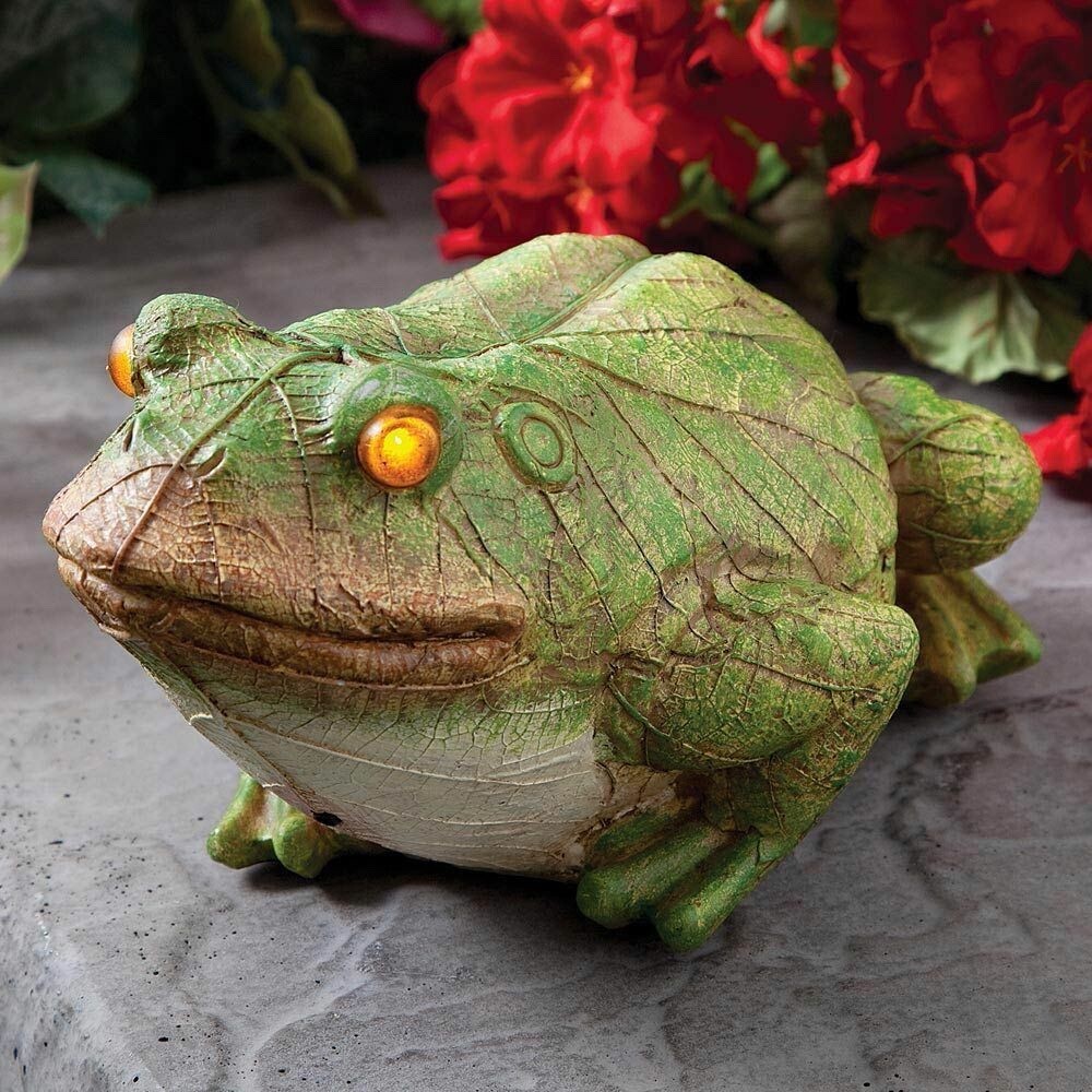 Motion Sensor Lights & Sounds Forest Frog Garden Statue Decor - Keeps ...