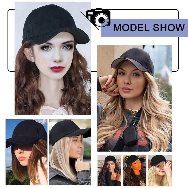 Cap with Hair Attached For Women Wig Hat with Hair Short Bob Style ...