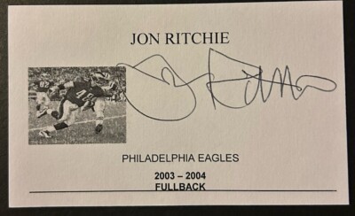 Jon Ritchie Hand Signed Auto Autograph Index Card Philadelphia Eagles ...