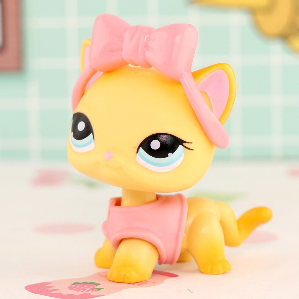 Mini Pet Shop lps Shorthair Cat Yellow Cat with Accessories Kids ...