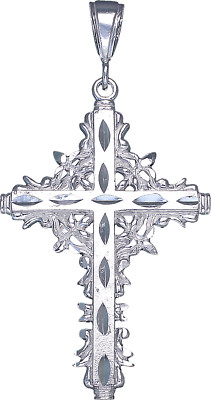 Sterling Silver Cross without Jesus Pendant Necklace with Diamond Cuts ...
