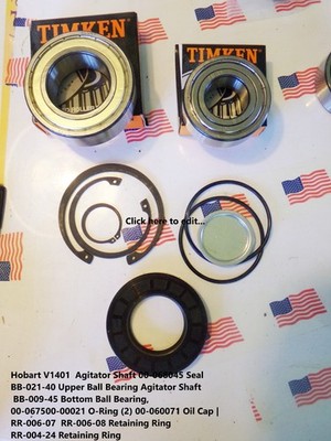 Hobart V1401 Agitator Shaft 00-068045 Seal BB-021-40 Upper Ball Bearing Agitato | eBay