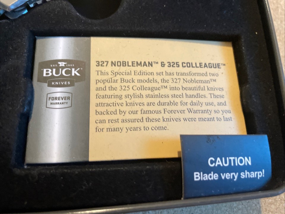 Buck Pocket Knife 327 Nobleman & 325 Colleague Collectors Tin | eBay