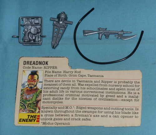 GI G.I. Joe gijoe dreadnok RIPPER WEAPONS + FILE CARD LOT gun hose ...