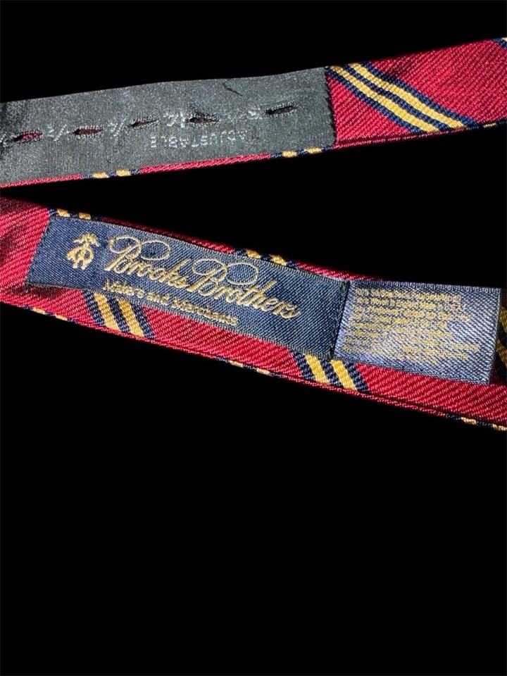 BROOKS BROTHERS RED GOLD BLUE REPP STRIPE ADJUSTABLE TWILL SILK BOW TIE ...