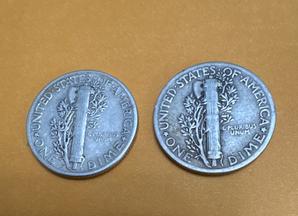 (2) 1944 Mercury Dimes each with no mint mark, each with “In Cod We ...