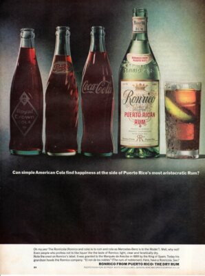 Vintage advertising print Alcohol Ronrico Rum Simple American Cola ...