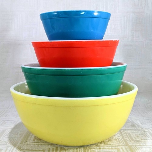 Pyrex Primary Mixing Bowls, set of 4, 401, 402, 403, 404 | eBay