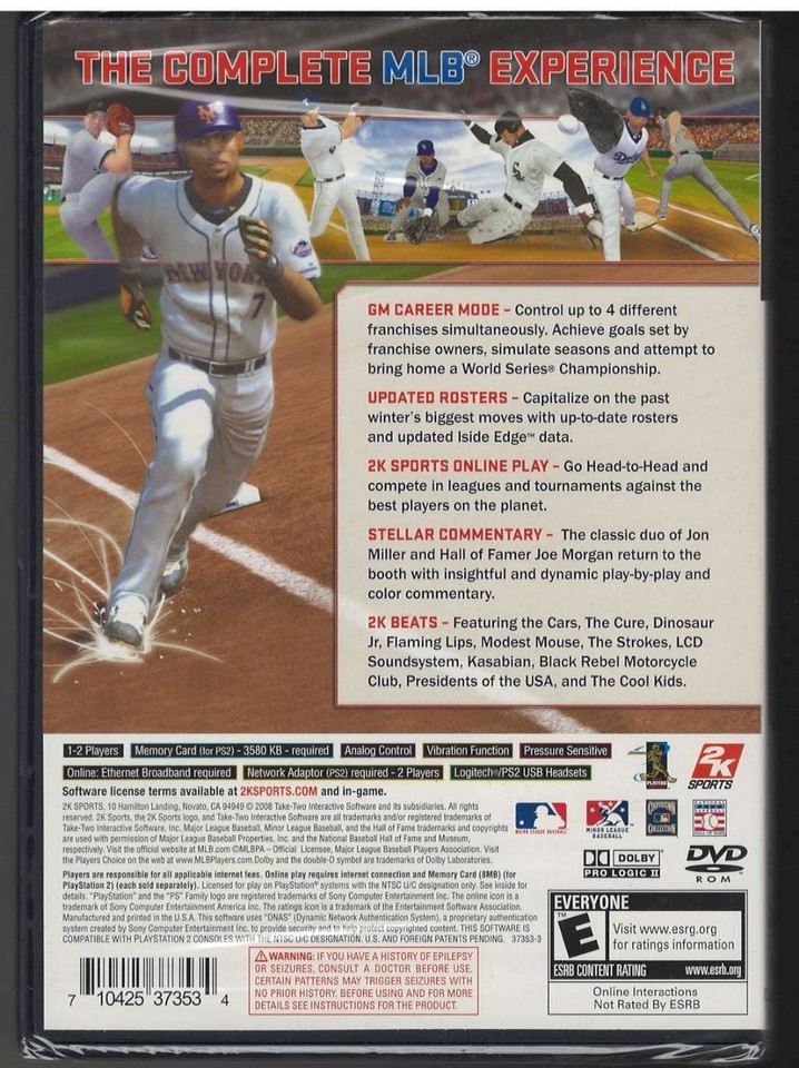 Major League Baseball 2K8 PS2 (Brand New Factory Sealed US Version ...