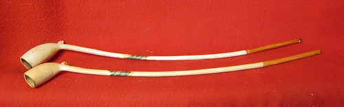 2 - PJ VAN DER WANT AZN CHURCHWARDEN CLAY PIPEs W ORIGINAL PAPER LABELS ...