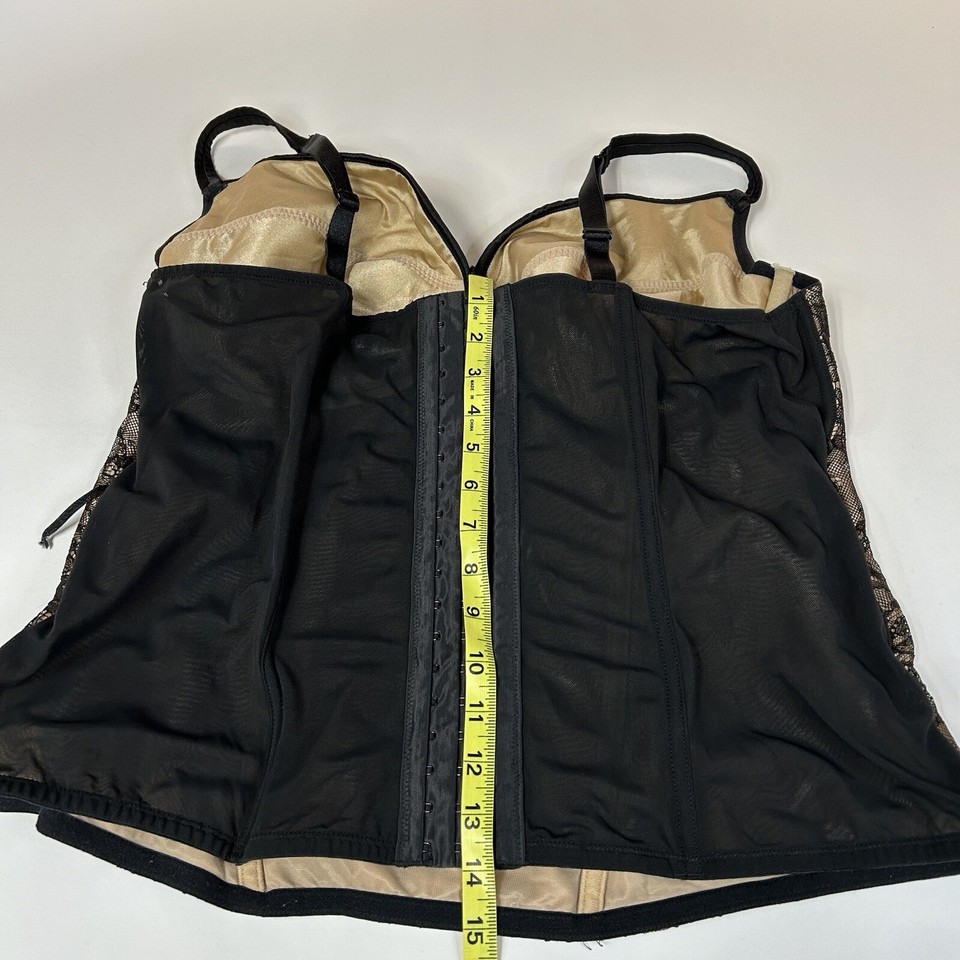 Cacique Bustier Corset Bra Top Plus Size 26/28 Beige Black Floral Lace ...