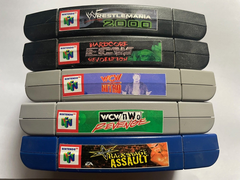 Lot of 5 Wrestling N64 Games WCW NWO ECW Wrestlemania Backstage Assault ...