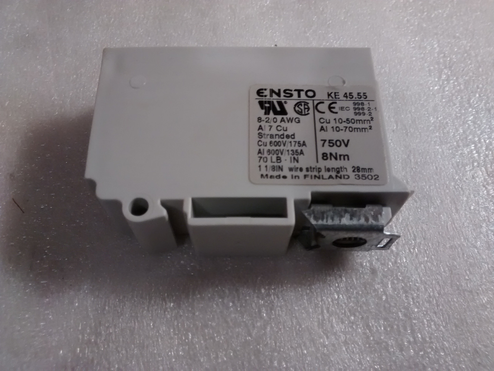 ENSTO KE 45.55 8-2/0 AWG Lug Connector Terminal Block - Fast Shipping ...