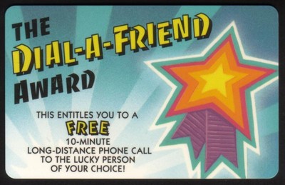 #600TEL 100-7 (Gagnant) 'The Dial-A-Friend Award 'Téléphone Carte | eBay