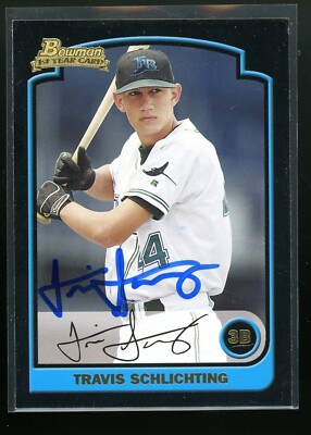 2003 Bowman TRAVIS SCHLICHTING Signed Card autograph AUTO RAYS DODGERS ...