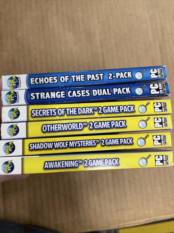 Lot of 6 2 Game Packs = 12 Games Big Fish Hidden Object Mystery PC ...