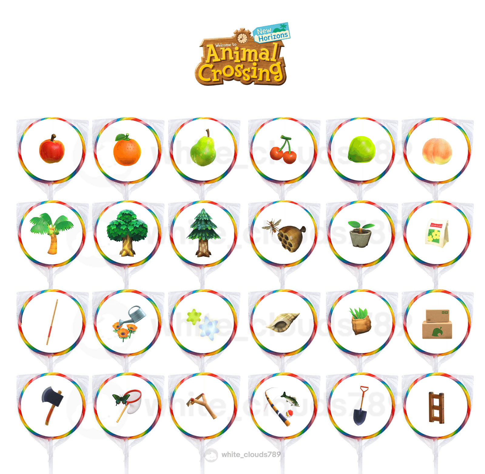 24 Animal Crossing New Horizons Characters Item 1.67" Sticker Label ...