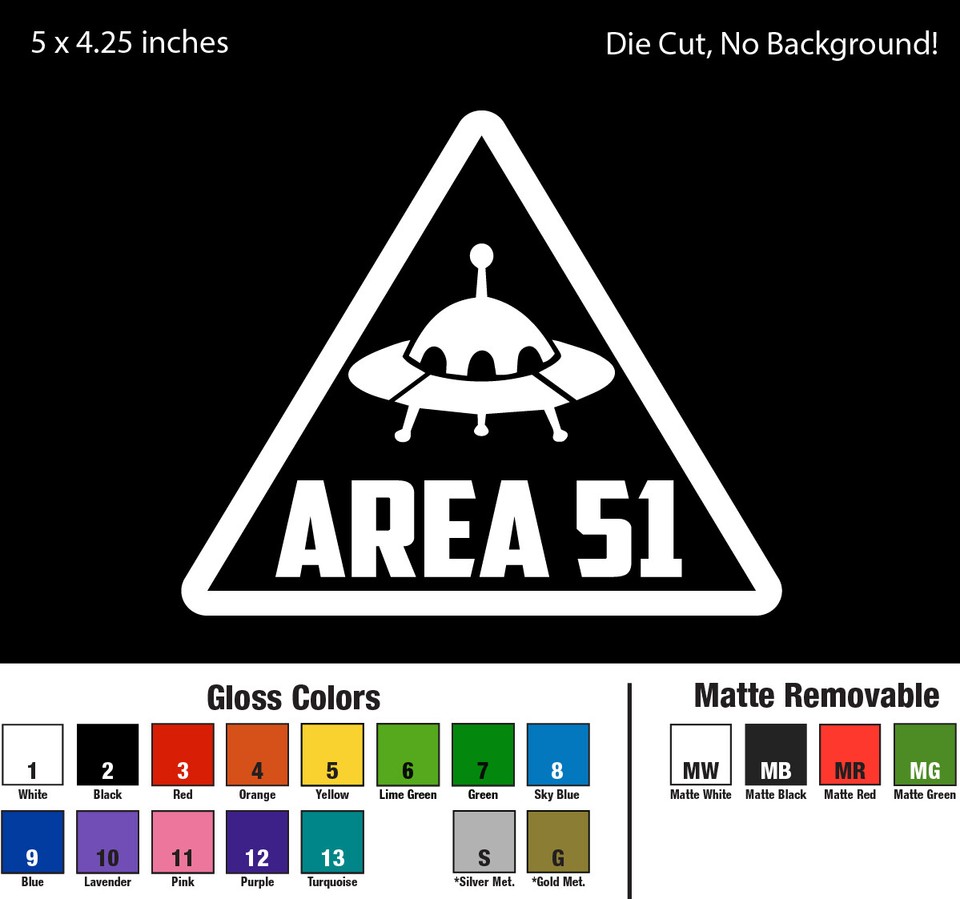 5 inch Area 51 UFO Decal Window Sticker Car Aliens Space Ship ...
