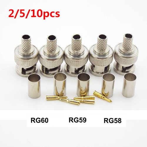2/5/10pcs CCTV Audio BNC Male Connector Coupler adapter for RG58/RG59 ...
