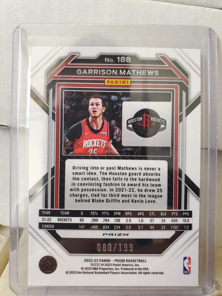 Garrison Mathews 2022-23 Panini Prizm #188 Blue Prizm /199 Rockets | eBay