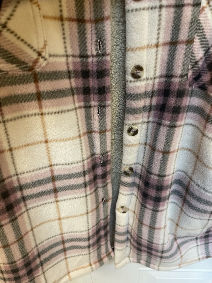 Sage Collective Cream, Pink Plaid Sherpa Lined Shacket, Cozy Button ...