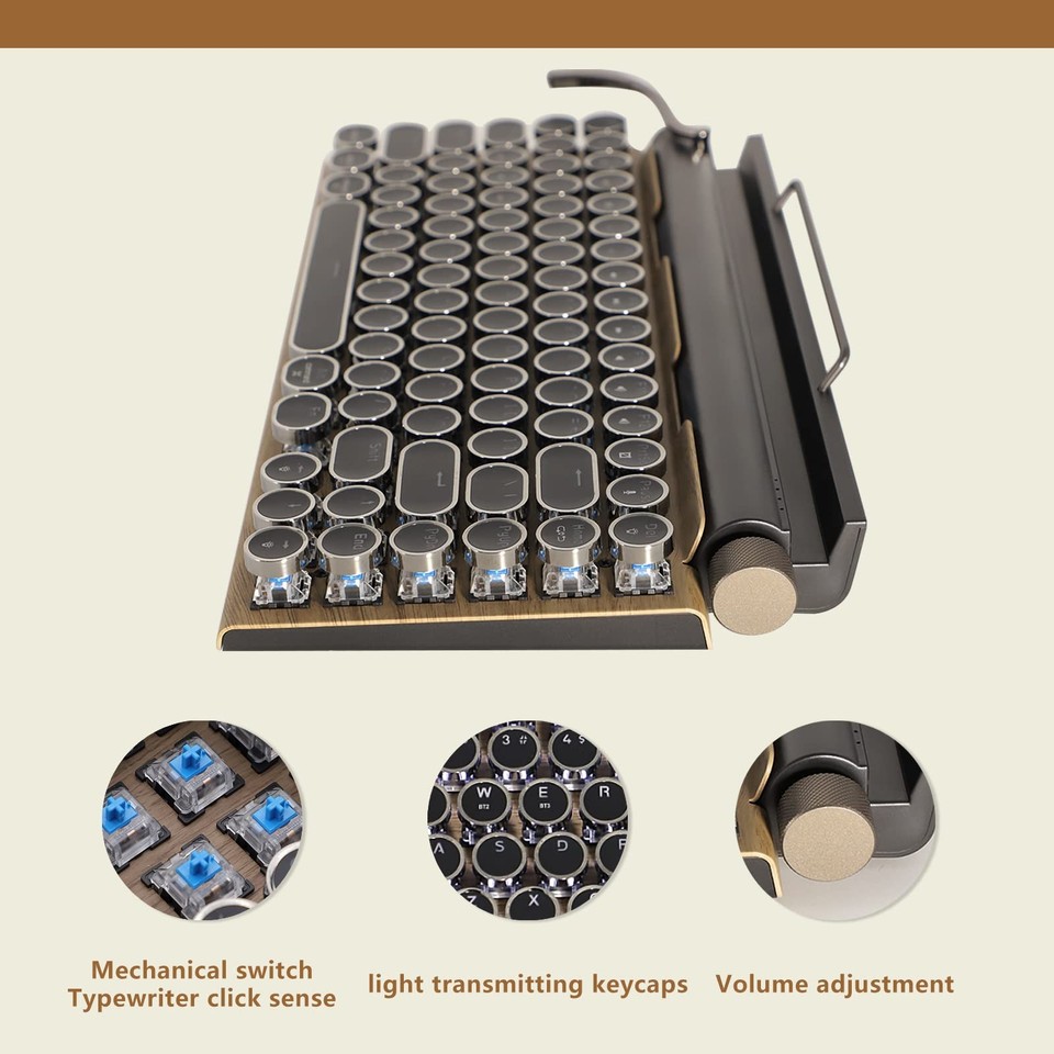 Typewriter-Style Retro Mechanical Keyboard LED Backlight 83 Keys ...