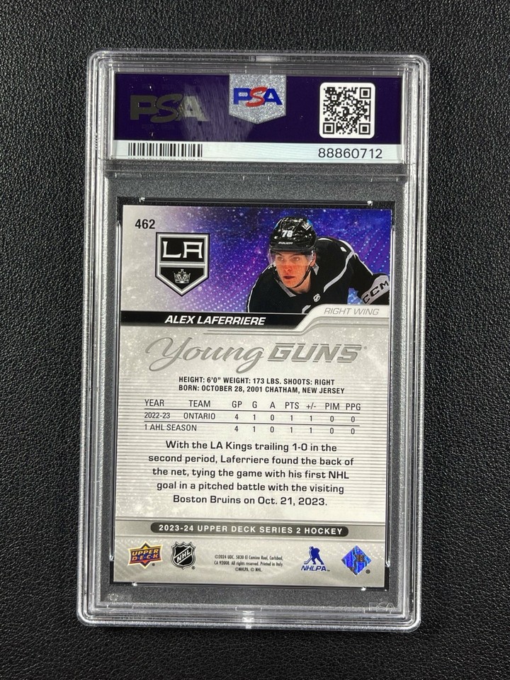 ALEX LAFERRIERE PSA 10 2023 UPPER DECK #462 YOUNG GUNS ROOKIE RC GEM ...