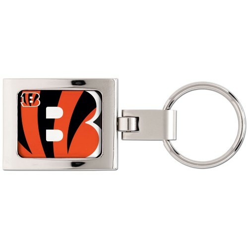 CINCINNATI BENGALS DOMED MEGA LOGO KEYCHAIN HIGH QUALITY POLISHED METAL ...