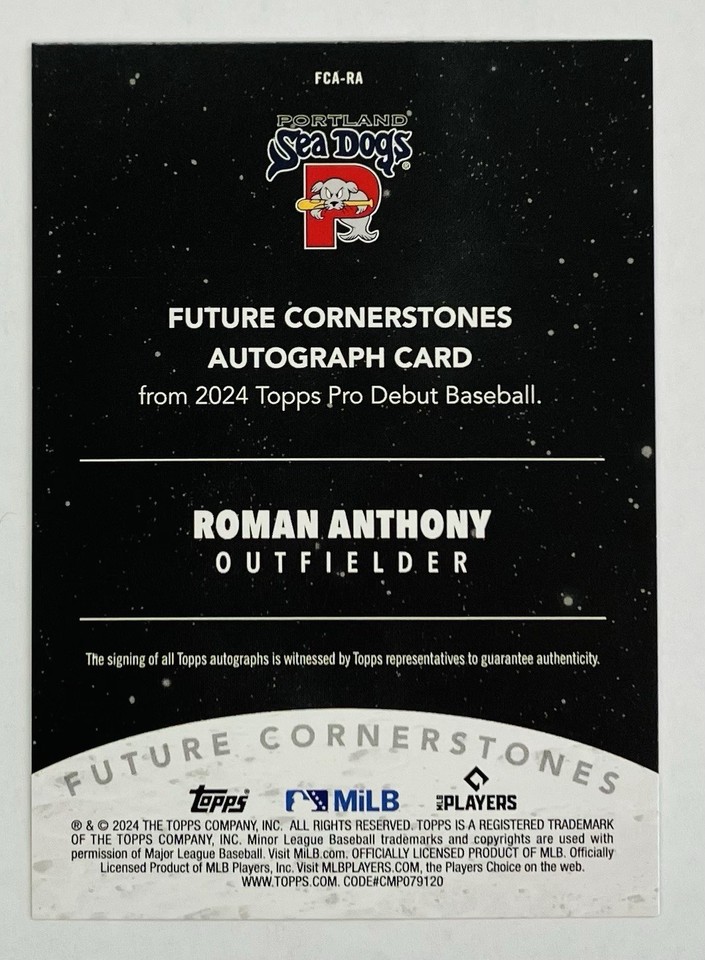 #/25 Roman Anthony Auto 2024 Topps Pro Cornerstones Orange Refractor ...