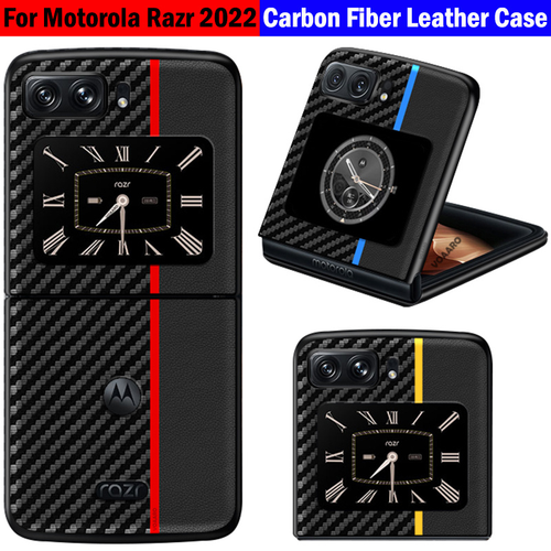 For Motorola Moto Razr 5G 2022 Case Carbon Fiber Texture PU Leather ...