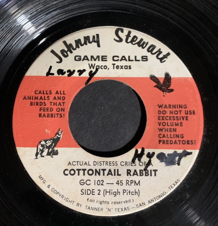 Johnny Stewart Game Call records 45 rpm Crow-Rabbit-Rodent Distress ...